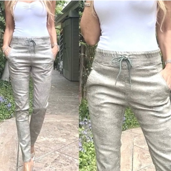 BEVY FLOG | Pants & Jumpsuits | Bevy Flog Shely Snakeskin Print Silver ...
